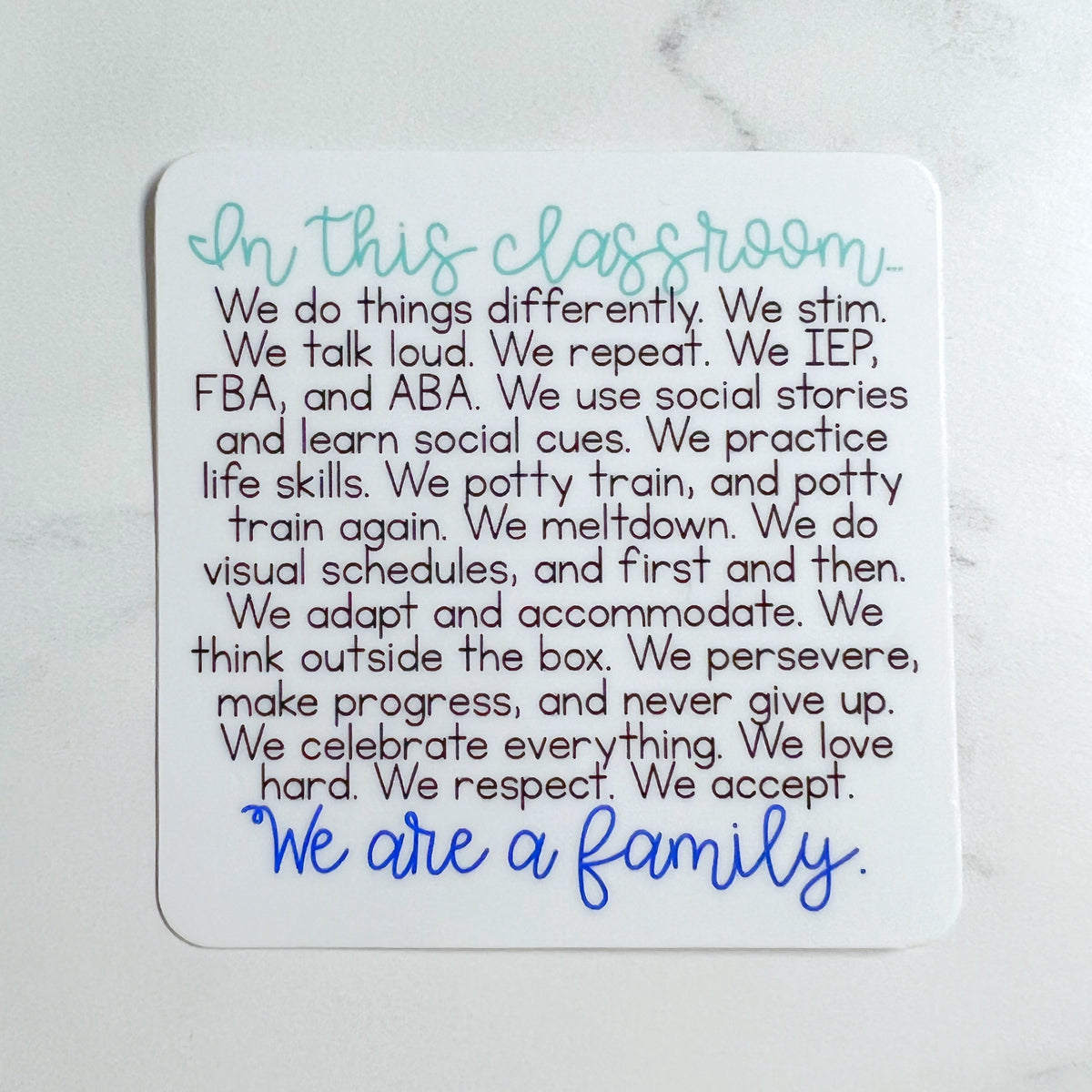 In This Classroom We Are Family Sticker – mrsdsshop