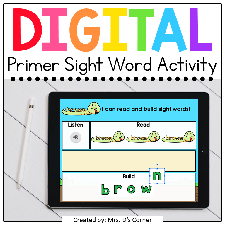 Primer Sight Word Digital Activity | Distance Learning – mrsdsshop