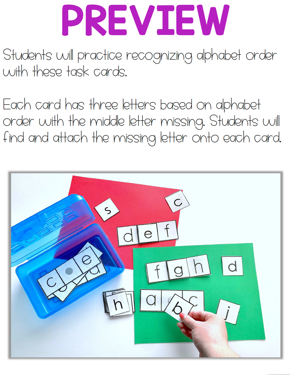 Missing Alphabet Letters Activity | Lowercase Letters Alphabet Order ...