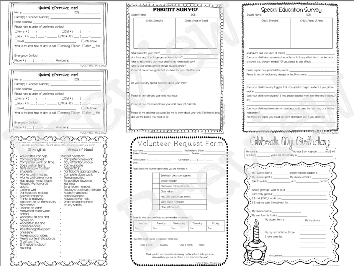 Back to School Packet - Teacher Survivor Guide - First Days of School ...