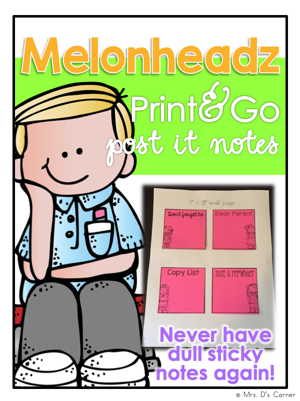 Editable Post It Note Template - 7 sizes [Melonheadz Theme] – mrsdsshop
