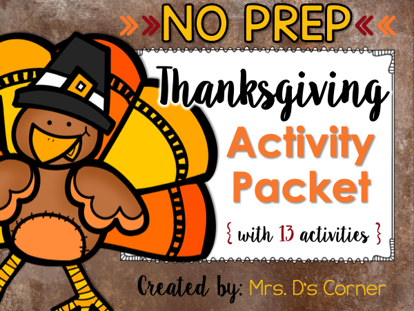 NO PREP Thanksgiving Activity Packet [13 activities] – mrsdsshop