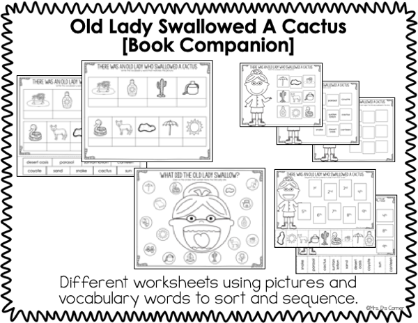 Old Lady Swallowed a Cactus Book Companion [4 different activities ...
