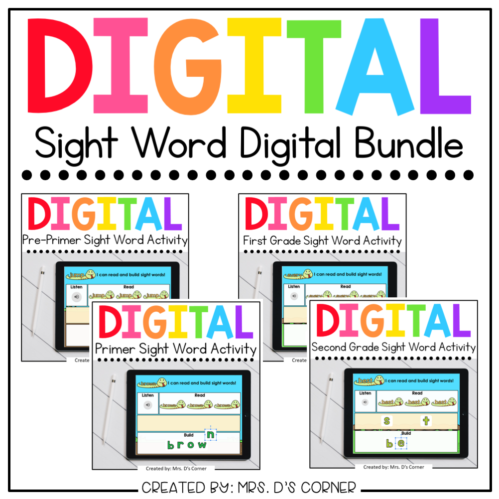 Digital Dolch Sight Word Activity Bundle | Listen Read + Build Sight W ...