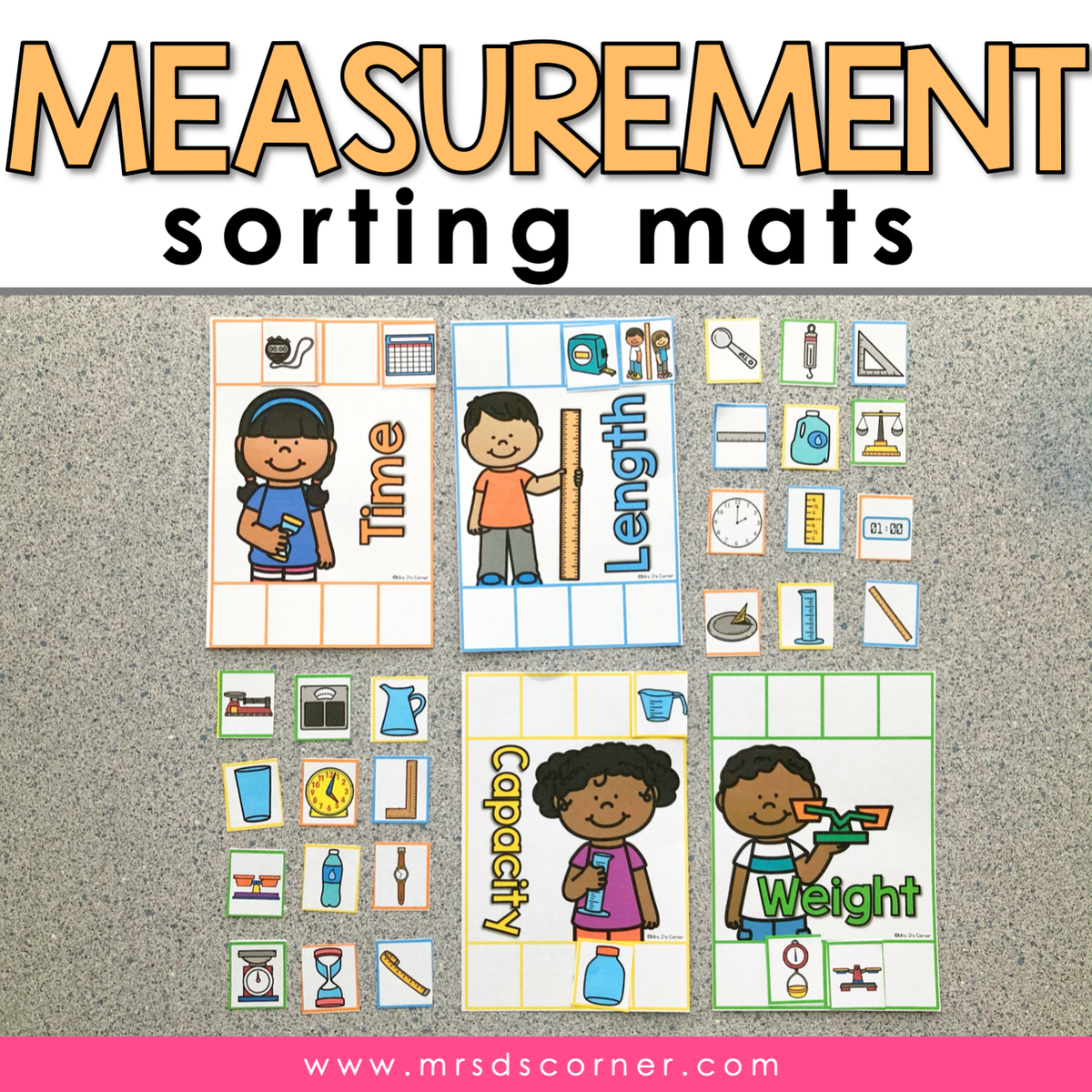 Measurement Sorting Mats 4 Mats Included Types Of Measurement Acti Mrsdsshop