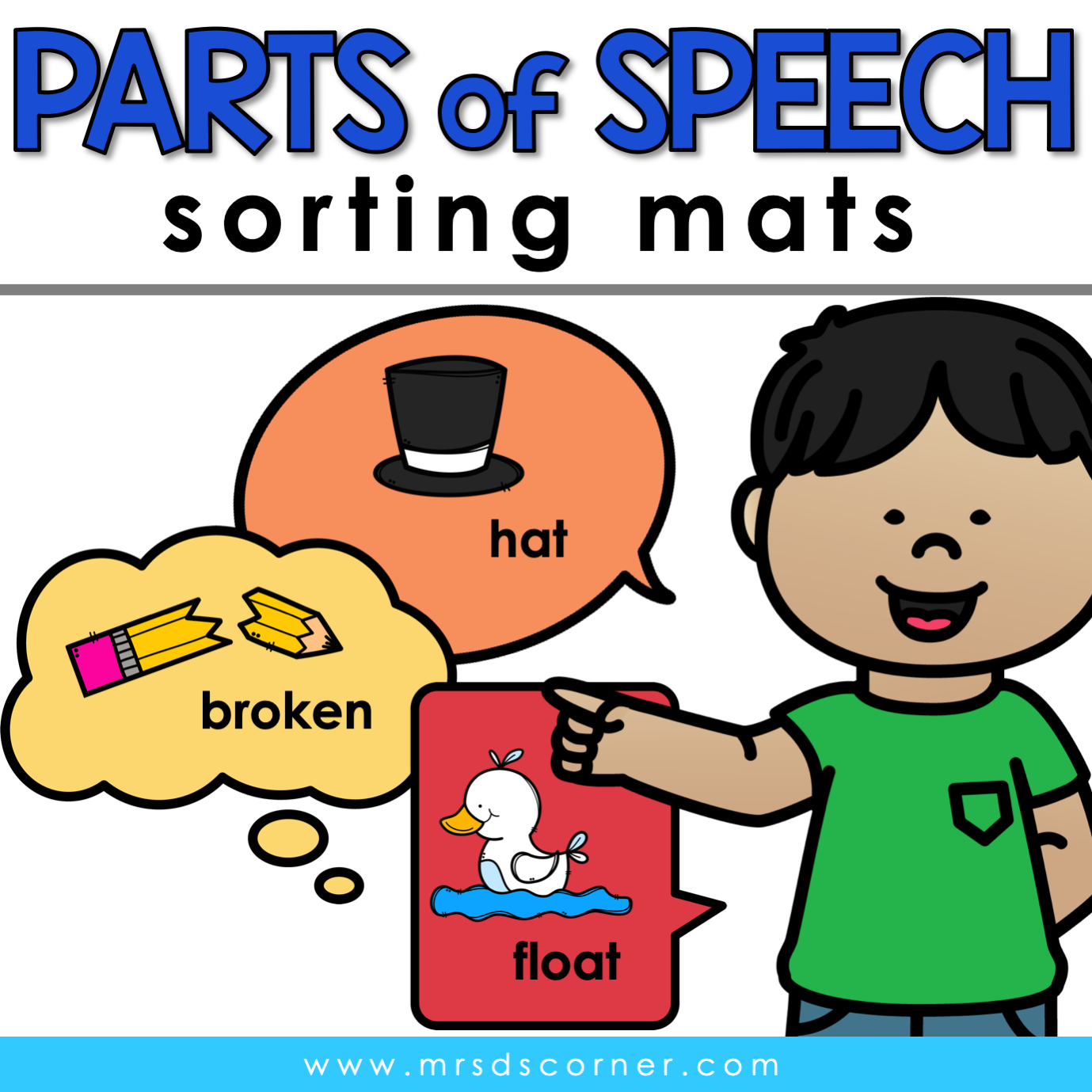 Parts of Speech Sorting Mats [3 mats!] for Students with Special Needs ...