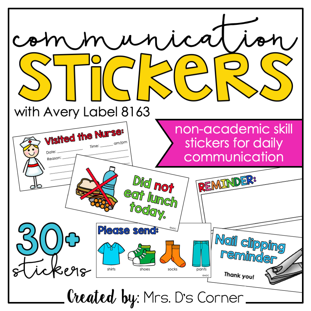 Communication Stickers | Non-Academic Stickers for Daily Parent Commun ...