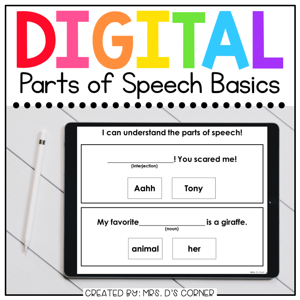 Parts of Speech Digital Basics for Special Ed | Distance Learning ...