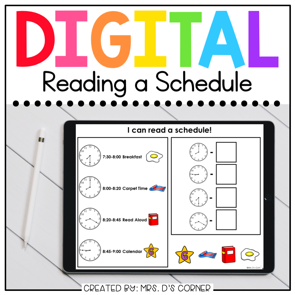 Reading a Schedule Digital Basics for Special Ed | Distance Learning ...