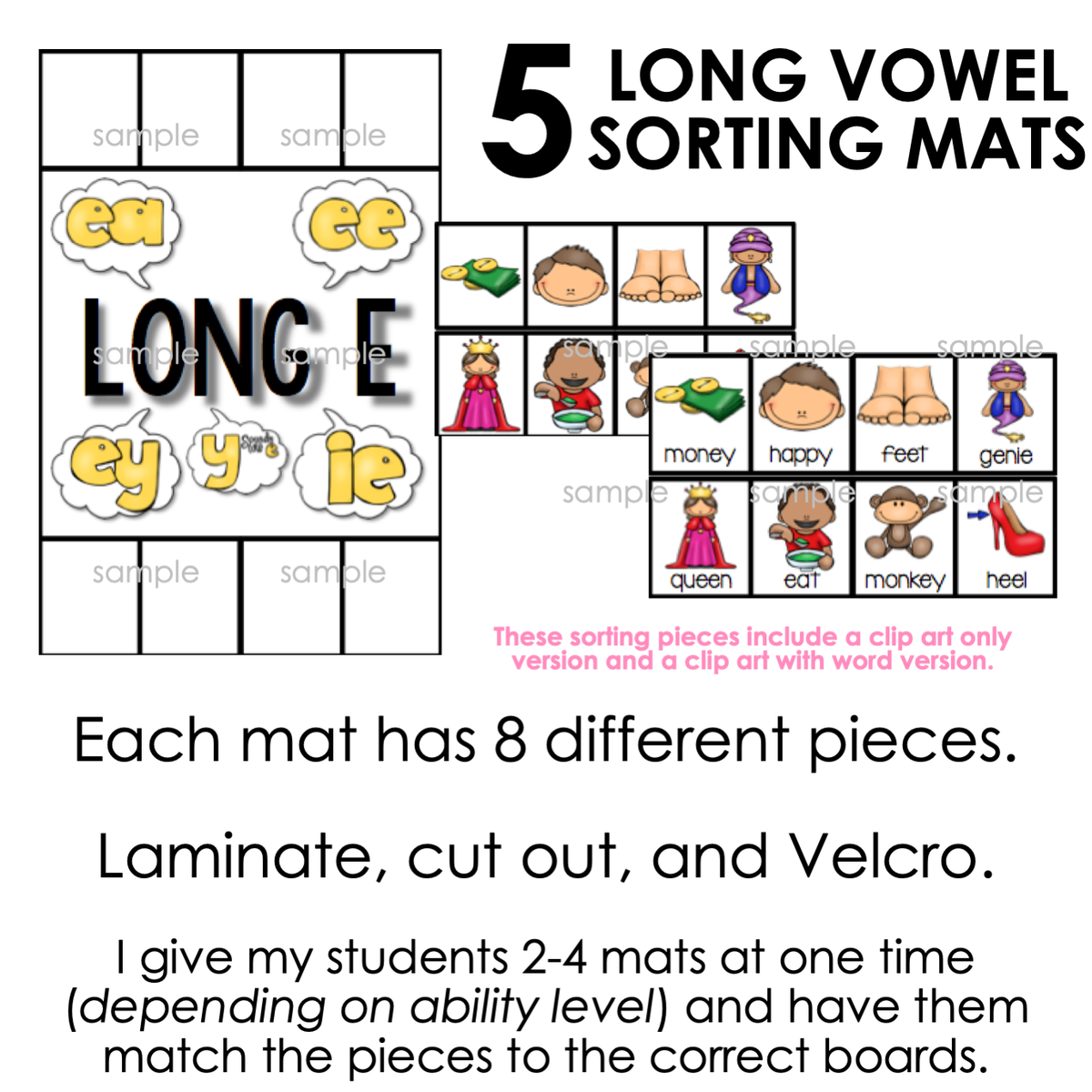 Long Vowel Sorting Mats [5 mats!] for Students with Special Needs ...