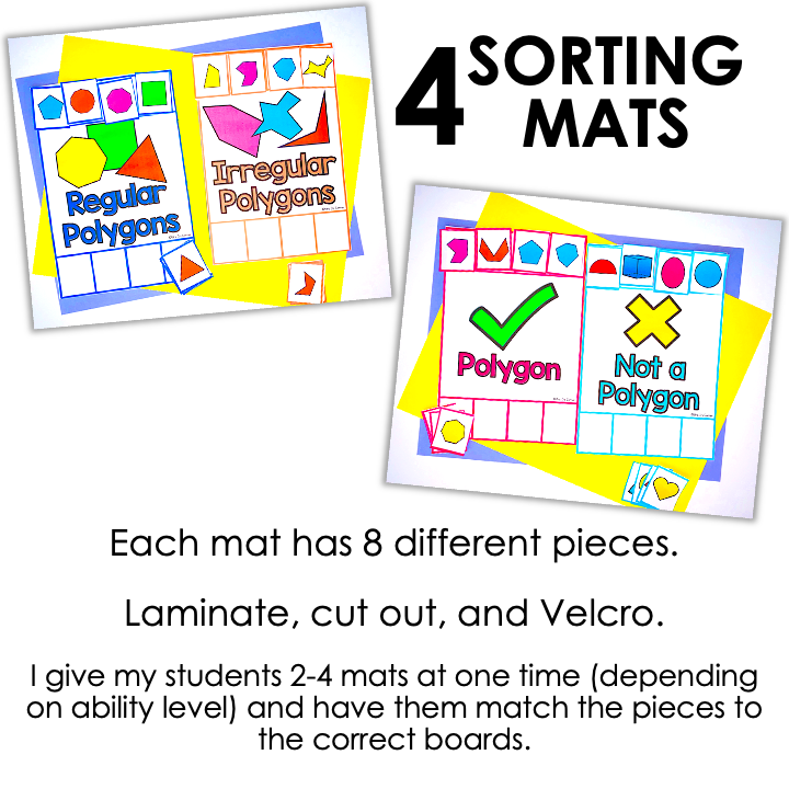 Polygons Sorting Mats [4 mats included] | 2D Shape Activity – mrsdsshop