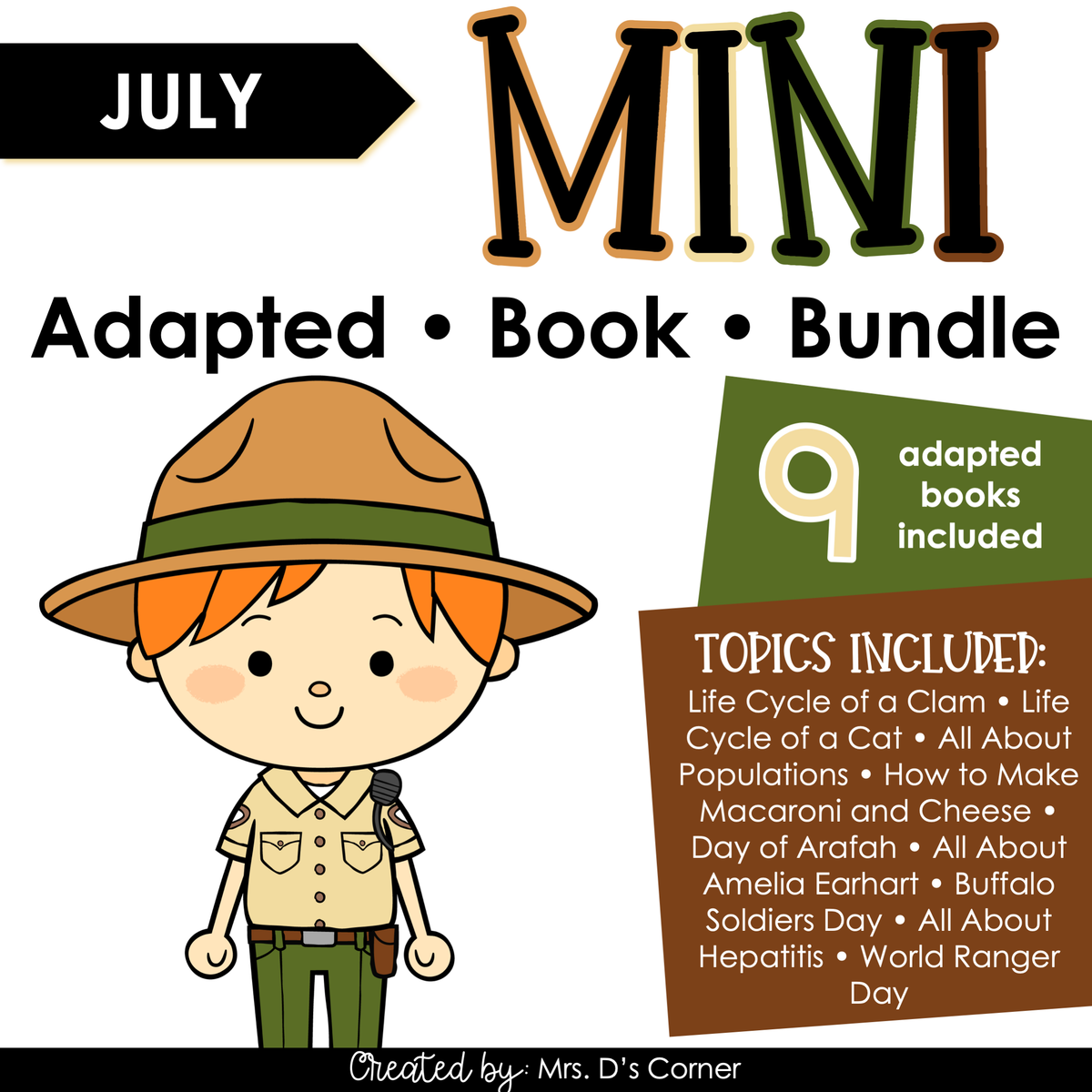 July Mini Adapted Book Bundle [9 books!] Digital + Printable Adapted B ...