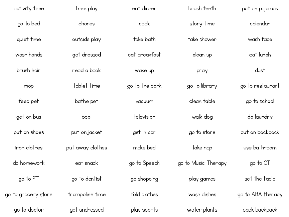 Visual Schedule for the Home (70 images included) – mrsdsshop