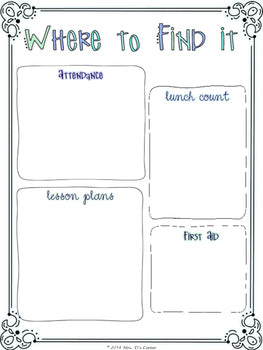 Editable Substitute Binder { Blue Watercolor } The Ultimate Sub Binder ...