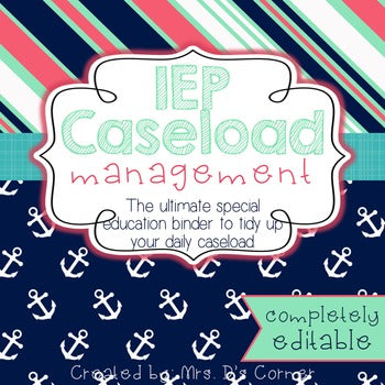 The Ultimate Special Education Binder | Pink Aqua Nautical [editable ...