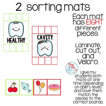 Dental Health Sorting Mats | Sorting Activity for Healthy and Cavity T ...