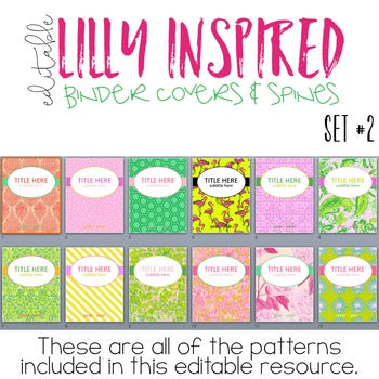 Editable Binder Covers ( Lilly Inspired Set 2 ) – mrsdsshop