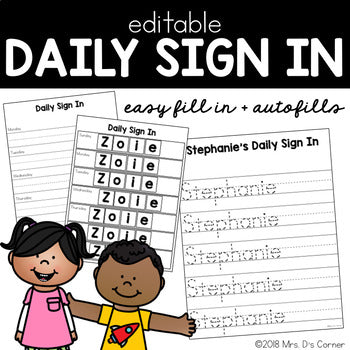 Editable Student Sign in Sheet – mrsdsshop