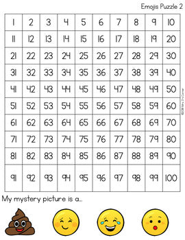 Emojis Mystery Picture Hundred's Chart Puzzles – mrsdsshop