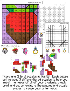Valentine's Day Mystery Picture Hundred's Chart Puzzles – mrsdsshop