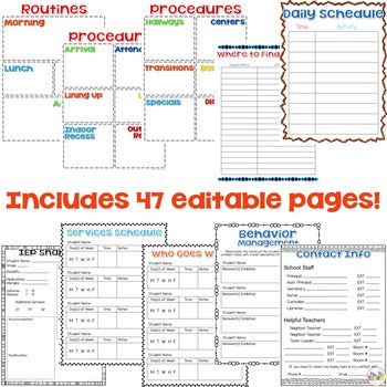 Editable Substitute Binder { School Days } Ultimate Binder Guide for S ...