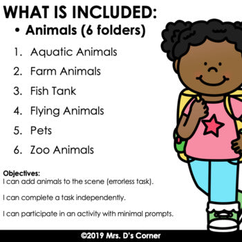 Animals Errorless Learning File Folder Activities [6 file folders ...