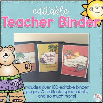Editable Teacher Binder { Beach Theme } - The Ultimate Teacher Surviva ...