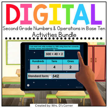 2nd Grade Numbers & Operations in Base Ten Digital Activity Bundle ...