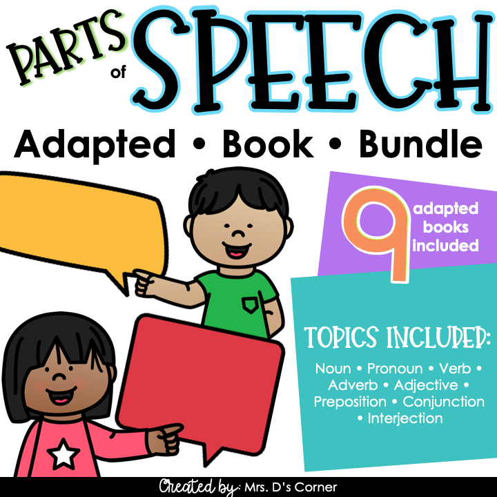 Parts of Speech Adapted Book Bundle - 9 books total [ 2 Levels Per ...