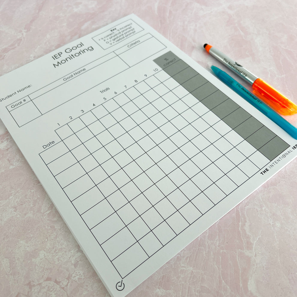 IEP Goal Monitoring Data Notepad | 50 Sheets – mrsdsshop