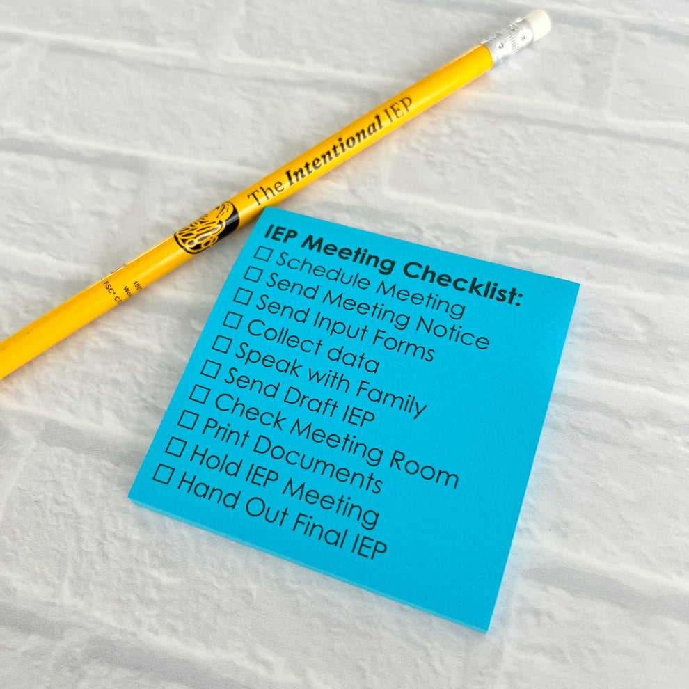 IEP Meeting Checklist Sticky Note Pad | 50 Sheets – mrsdsshop