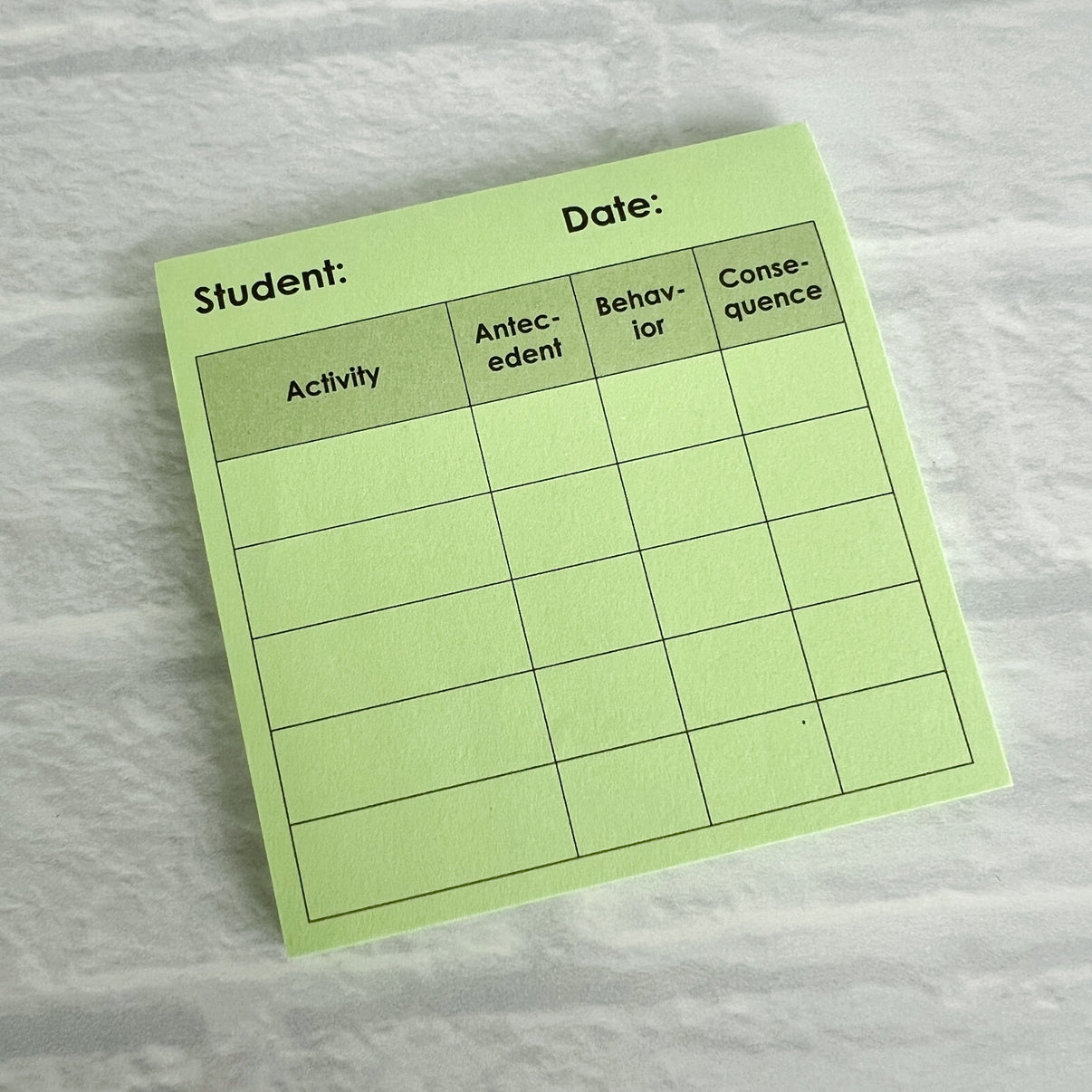 ABC Behavior Data Sticky Note Pad | 50 Sheets – mrsdsshop