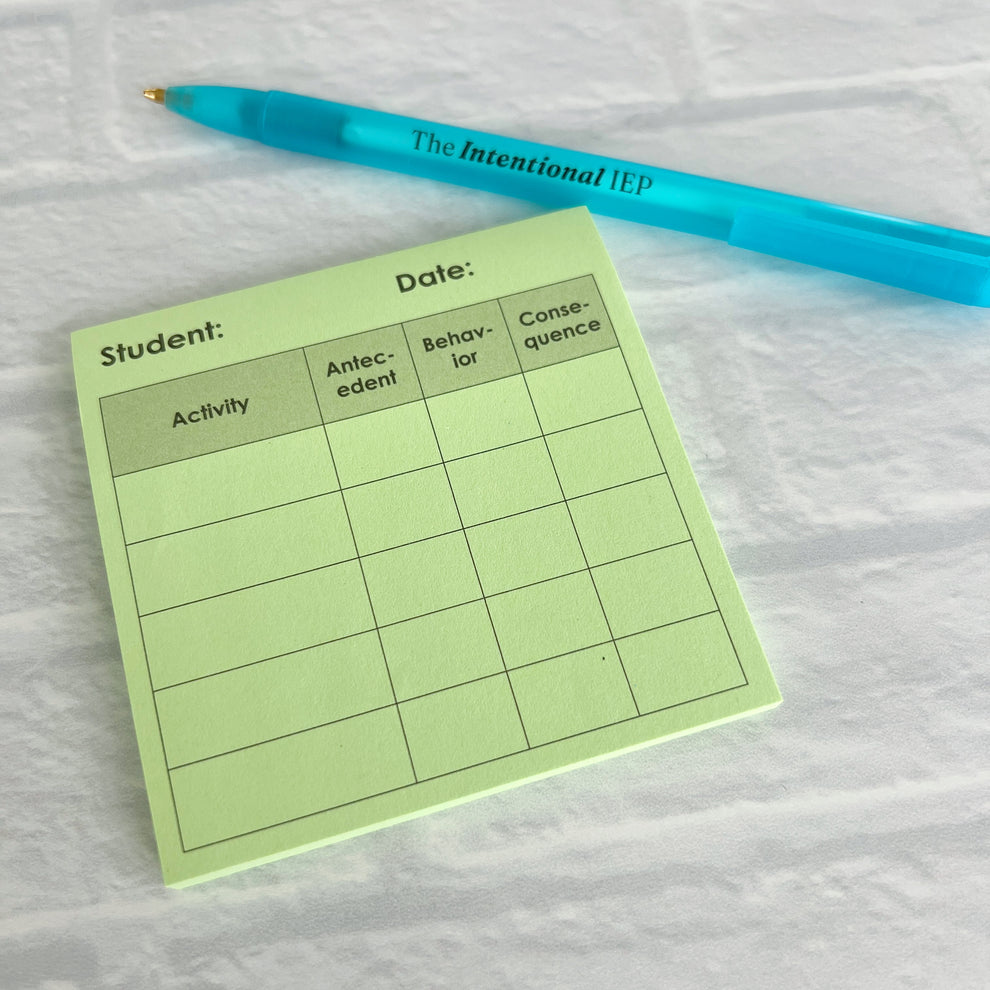 ABC Behavior Data Sticky Note Pad | 50 Sheets – mrsdsshop