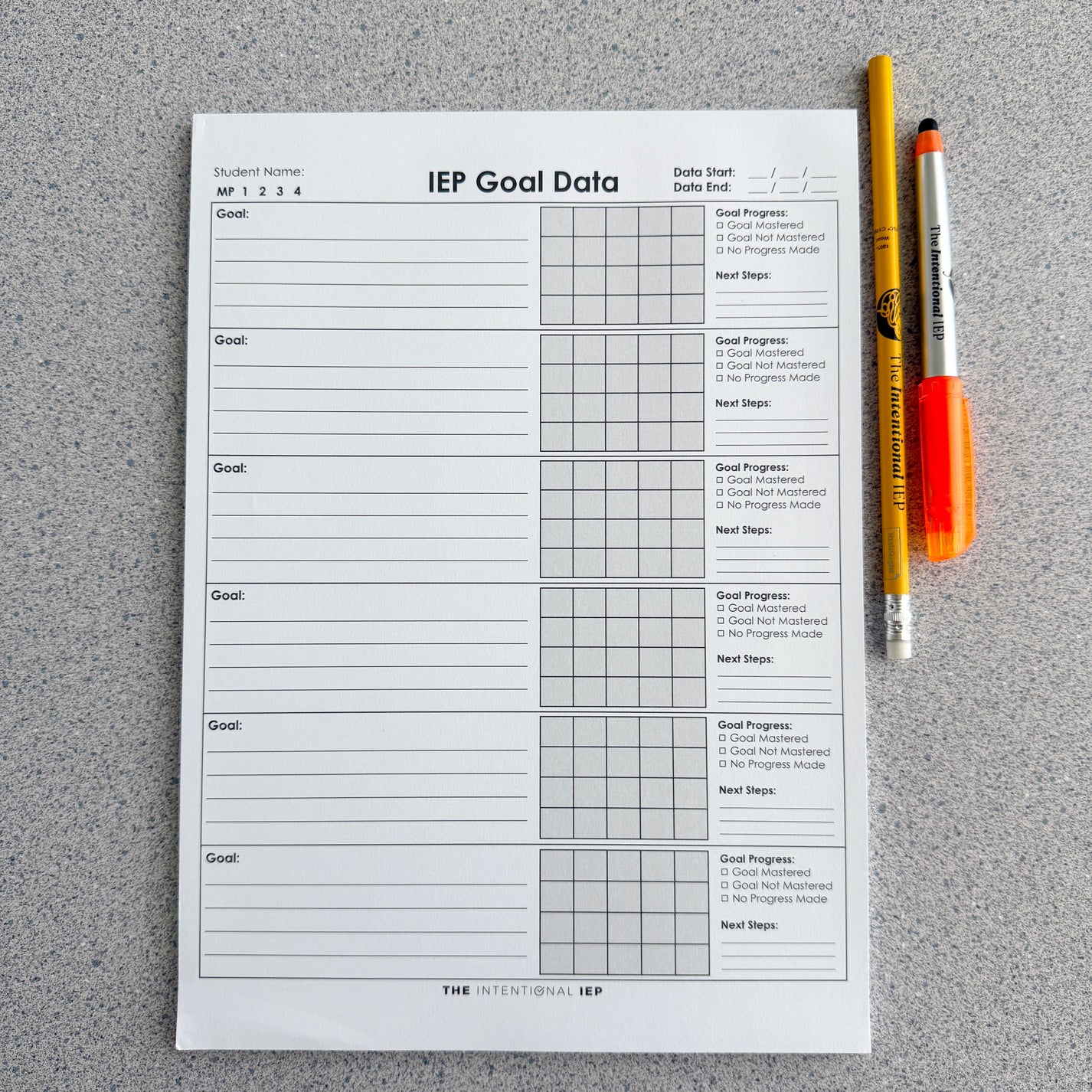 IEP Goal Data Data Notepad | 50 Sheets – mrsdsshop