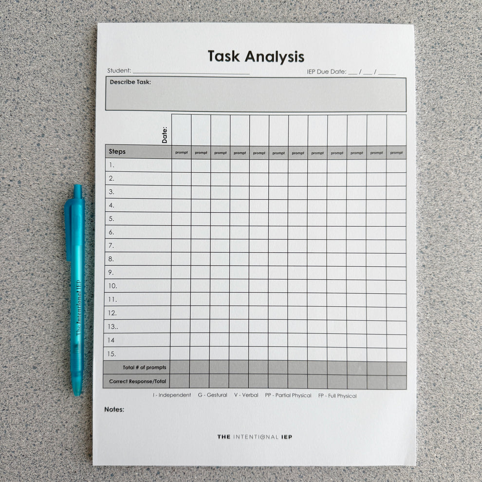 Task Analysis Data Notepad | 50 Sheets – mrsdsshop