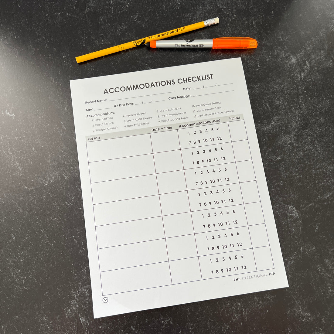 Accommodations Checklist Data Notepad | 50 Sheets – mrsdsshop