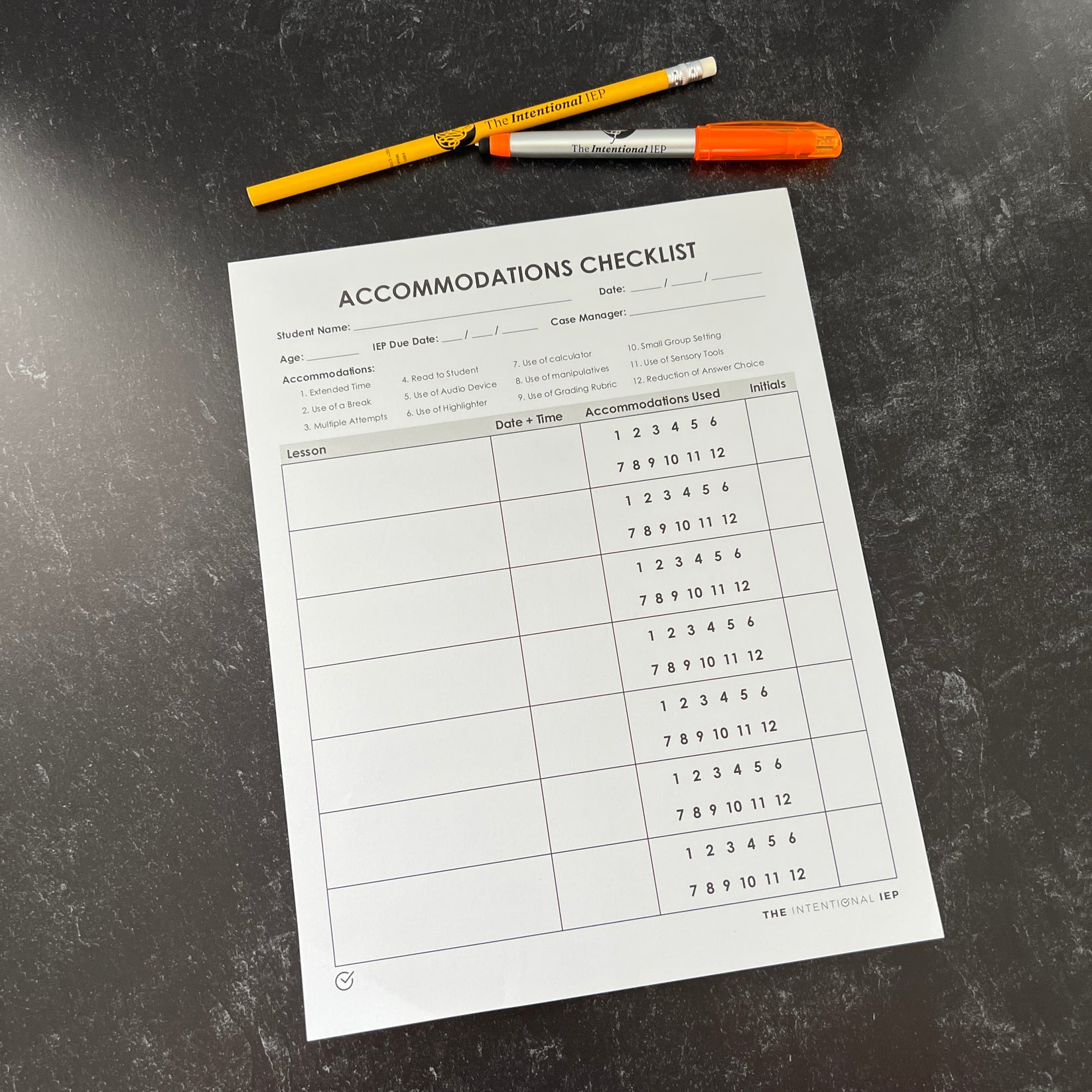 Accommodations Checklist Data Notepad | 50 Sheets – mrsdsshop