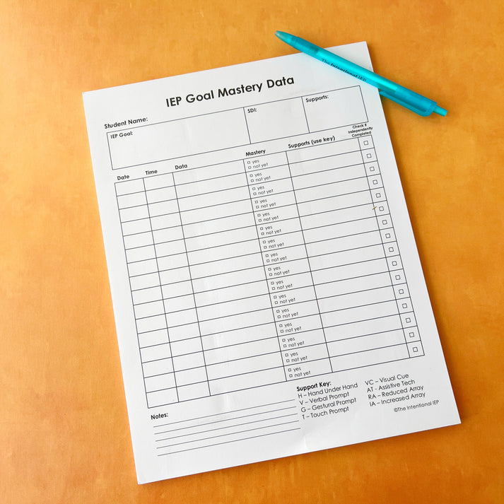 IEP Goal Mastery Data Notepad | 50 Sheets – mrsdsshop