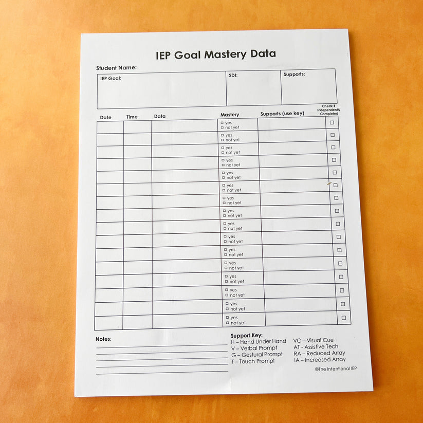IEP Goal Mastery Data Notepad | 50 Sheets – mrsdsshop