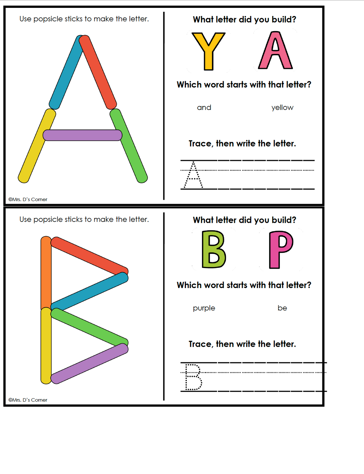 Popsicle Stick Letters Numbers and 2D Shapes Task Boxes for Special Ed ...