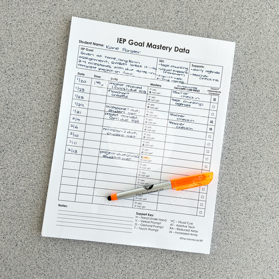 IEP Goal Mastery Data Notepad | 50 Sheets – mrsdsshop