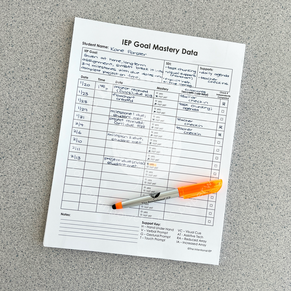 IEP Goal Mastery Data Notepad | 50 Sheets – mrsdsshop