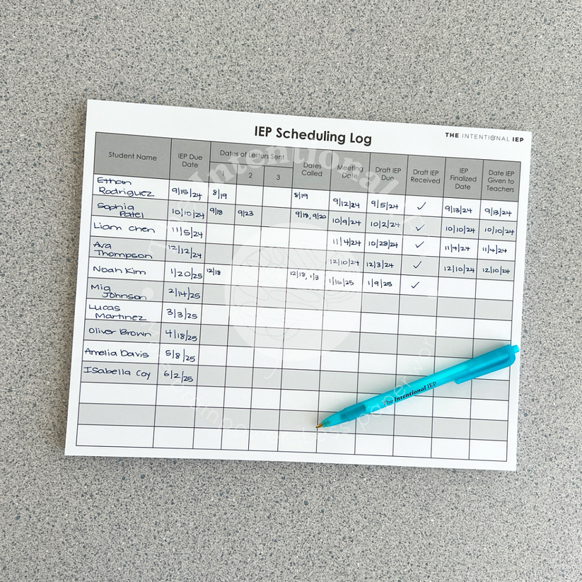 IEP Scheduling Log Notepad for Caseload Managers | 50 Sheets – mrsdsshop