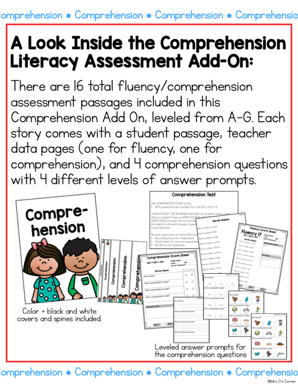 Comprehension and Fluency Literacy Assessment ADD ON #4 – mrsdsshop