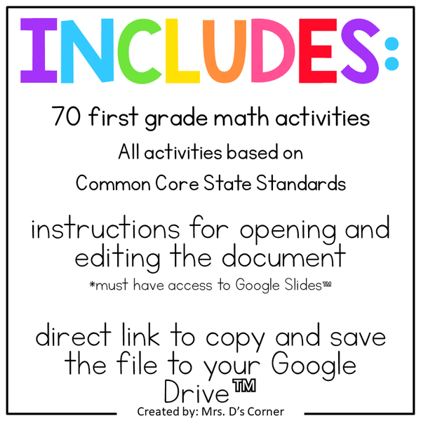 First Grade Mathematics Standards Aligned Digital Bundle – mrsdsshop