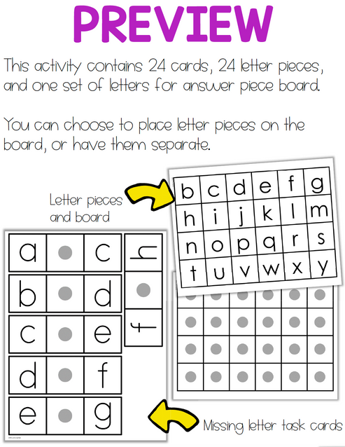 Missing Alphabet Letters Activity | Lowercase Letters Alphabet Order ...
