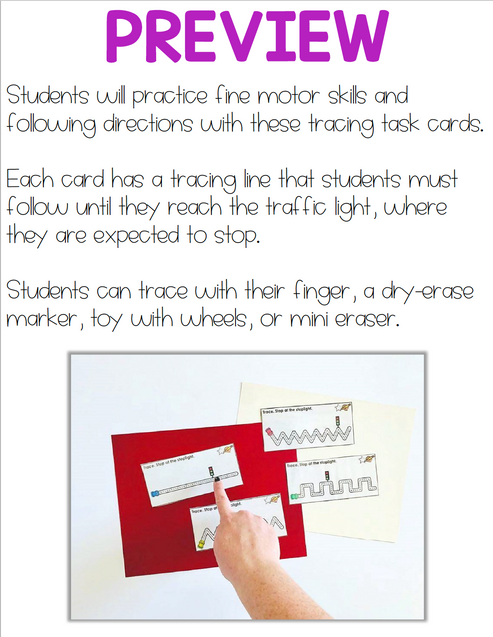 Fine Motor Tracing Lines Work Bin Task Cards | Centers for Special Ed ...