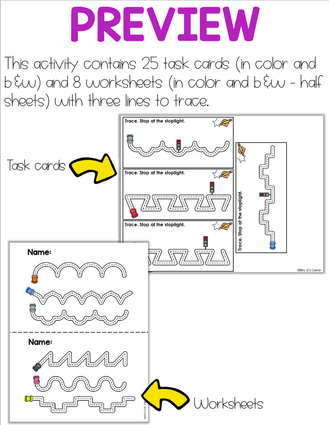 Fine Motor Tracing Lines Work Bin Task Cards | Centers for Special Ed ...