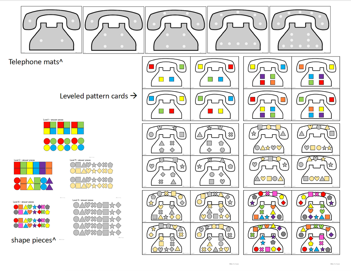 Telephone Pattern Mats ( Leveled and Differentiated! ) – mrsdsshop