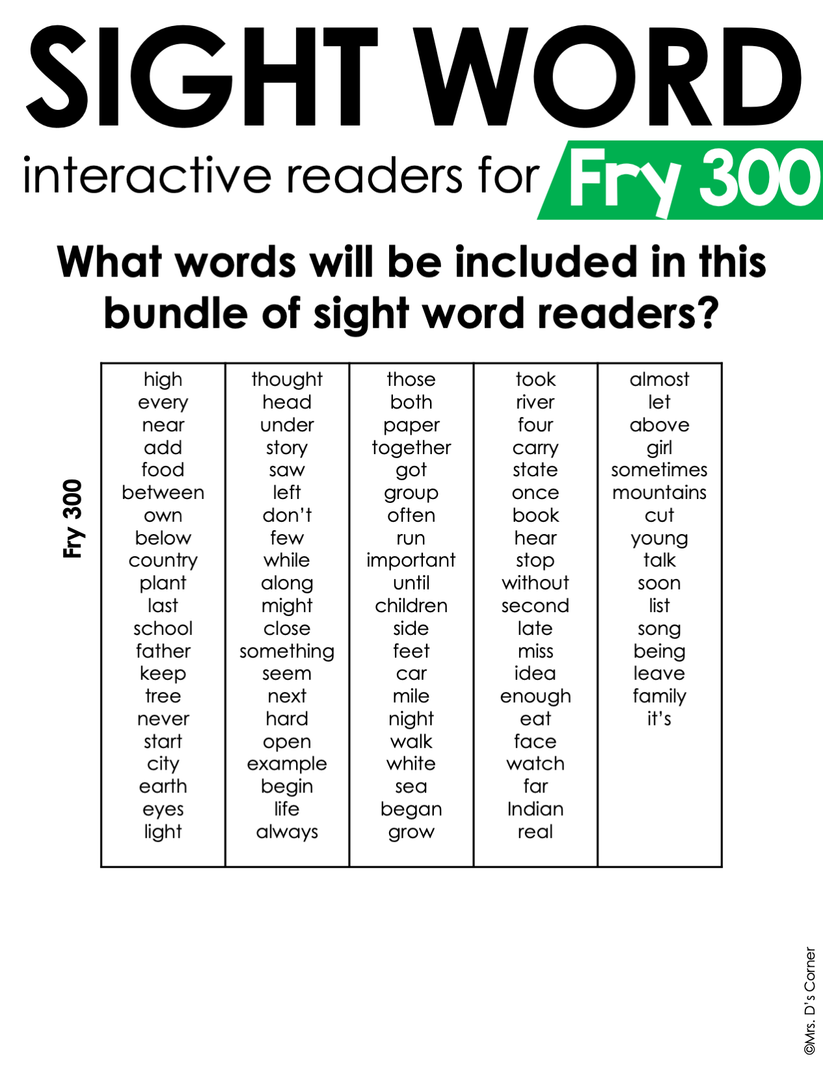 Fry 300 Interactive Sight Word Reader Bundle | Fry Sight Word Books ...